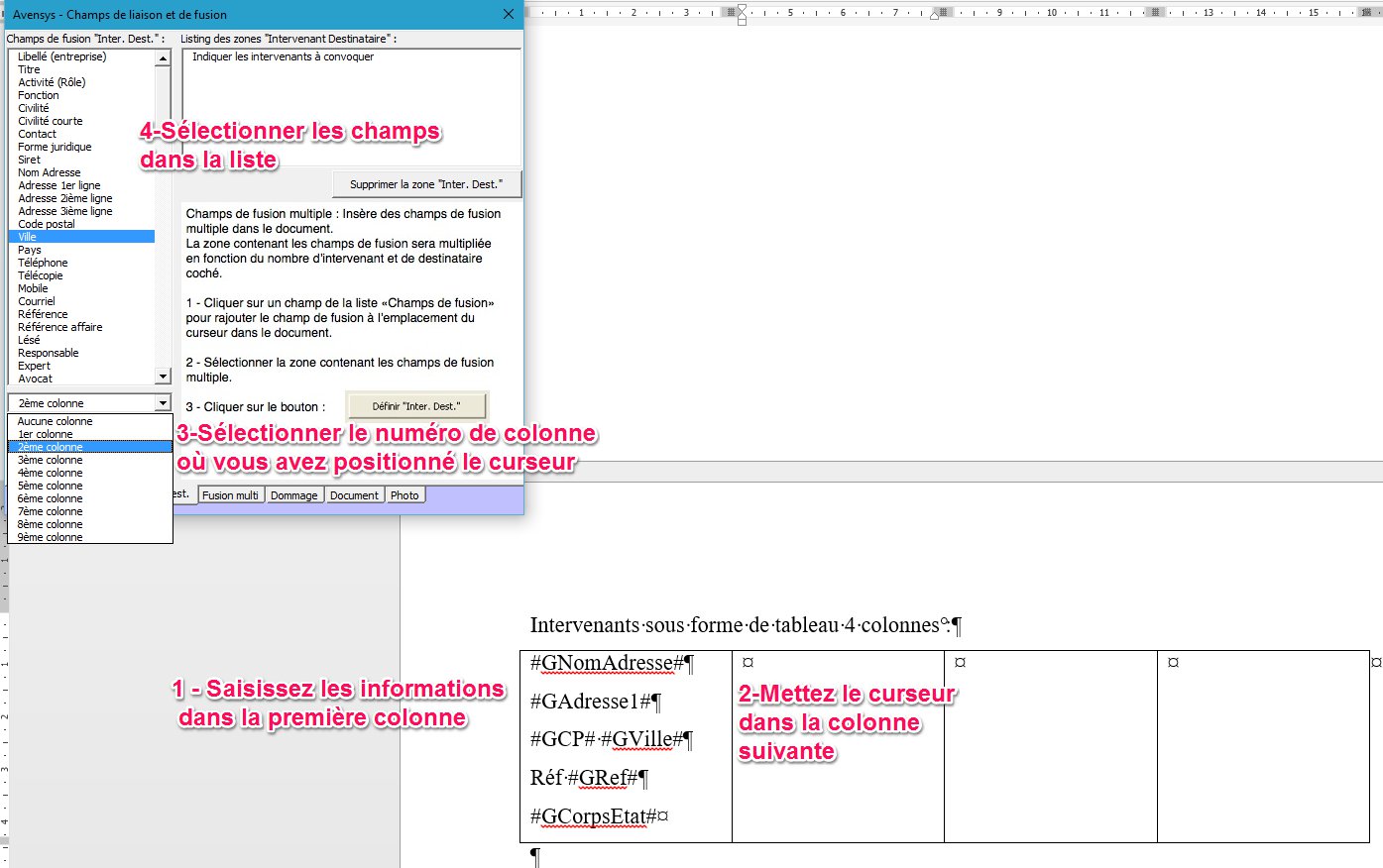 Présentation des intervenants dans un tableau à plusieurs colonnes ...